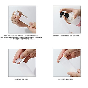 LONGWAY 1oz 30ml Airless Cosmetic Cream Pump Bottle Travel Size Dispenser Refillable Containers/Foundation Travel Pump Bottle for Shampoo（Pack of 6, Frosted Translucent）