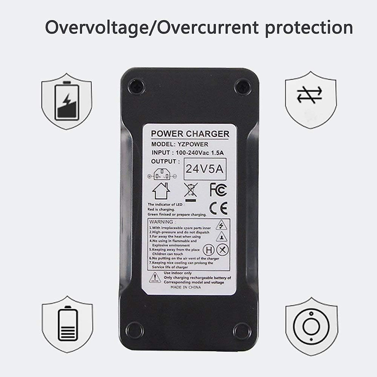 24V 5A Battery Charger, 24BC5000TF-1, Jazzy charger Adapter for Lakematic 3-Pin Male XLR Connector for Jazzy 1107,1121, 1121 HD, 614, 614 HD