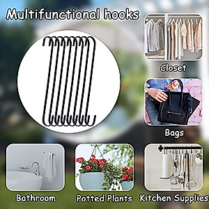 TUCEWP 8 Pack 12 Inch Large S Hooks Black Heavy Duty Hooks for Hanging Plants Long Metal Hook Hanger S Shaped Hooks for Hanging Closet，Pots and Pans，Basket,Bird Feeders, Garden Indoor Outdoor
