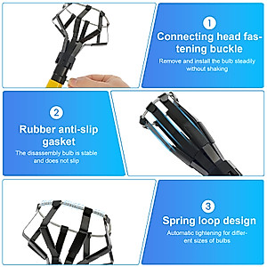 LYDODOKA Light Bulb Changer for High Ceilings, 18FT Light Bulb Extension Pole Changer with 3-12FT Telescopic Extension Pole, Light Bulb Removal Tool with Basket & Suction Cup for Recessed Lights