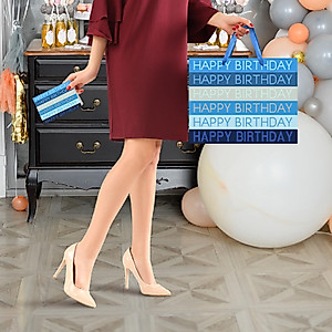 13" Large Happy Birthday Gift Bag with Tissue Paper,Card and Handles for Men Boy Kid Birthday Party (Blue Stripes)