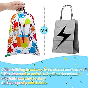 Paint Party Favor Bags Paint Party Decorations Art Paint Party Gift Bag for Kids Birthday Drawstring Gift Bag Drawstring Pouch Polyester Cloth Gift Bags for Art Painting Theme Party Supply (12 Pieces)