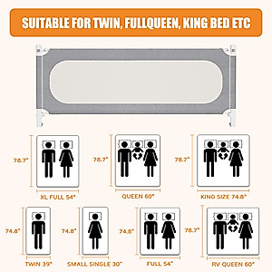 MagicFox Bed Rails for Toddlers, Extra Tall Height Adjustment Specially Designed for Twin, Full, Queen, King Size (78.7" * 30" (One Side))
