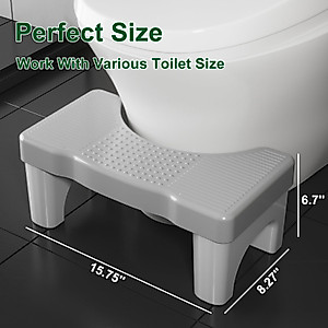 Toilet Stool Poop Stool for Squatting Posture, Portable Plastic Potty Stool for Adults, Toilet Poop Stool Squat Adult, Non-Slip Poop Stool for Bathroom Adults, Pooping Stool for Kids, Patented