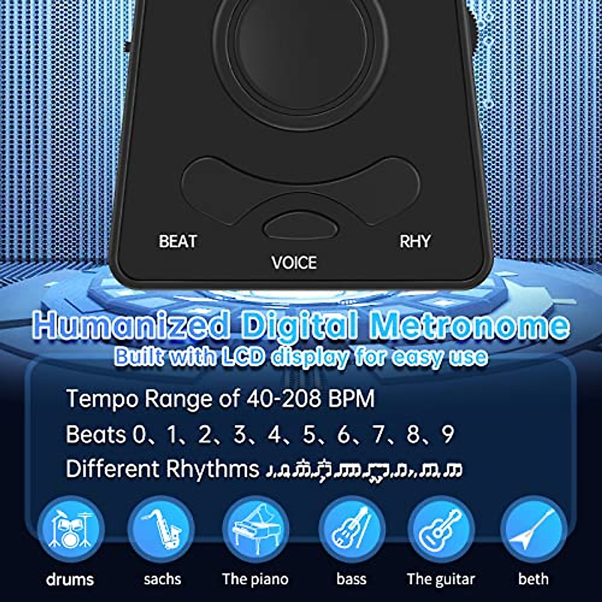Digital Metronome with Timer, Electronic Vocal Metronome for Piano Guitar Violin and Other Instrument, Adjustable and Timed