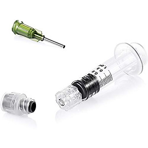 Nuanchu 1 ml Borosilicate Glass Luer Pets Syringe Reusable Glass Syringe with 14 Ga Blunt Tip Fill Individually Packaged Use for Art and Craft, Thick Liquid, Oils, Glue, Ink(24 Pieces)