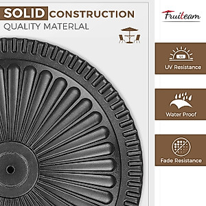 FRUITEAM 23-lbs Round Patio Umbrella Base Pre-Filled Umbrella Stand 15" Sun-Flower-Pattern Heavy Duty Market Umbrella Base Stand for Patio, Outdoor, Swimming Pool, Black