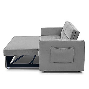 YUNLife&Home Modern Upholstered Futon Loveseat Sofa Convertible to Sleeper Sofá Bed,Love Seat Chaise Lounge Couch Chair 2-Seat with Adjustable Backrest for Living Room Apartment Small Space