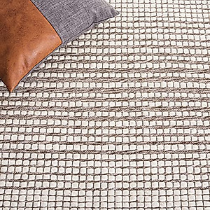 Safavieh Marbella Collection 8' x 10' Ivory/Dark Brown MRB208T Handmade Contemporary Fringe Wool Area Rug