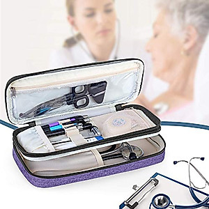 Teamoy Double-Layer Stethoscope Case-Compatible with Littmann Classic III/Cardiology IV, ADC, Omron Stethoscope,Stethoscope Carrying Case Storage Bag for Accessories,Purple