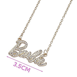 Barbie Crystal Script Logo Necklace (Gold)