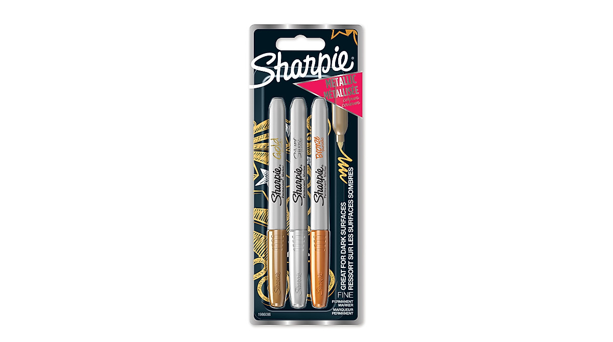SHARPIE Metallic Fine Tip Markers - Vibrant Gold, Silver & Bronze