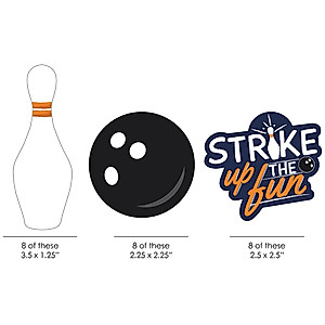 Big Dot of Happiness Strike Up the Fun - Bowling - Paper Straw Decor - Birthday Party or Baby Shower Striped Decorative Straws - Set of 24