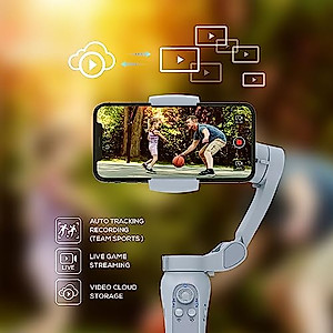 XbotGo Sports Gimbal Stabilizer and Tripod kit, Basketball & Soccer Games, AI Automatic Shooting, 3-Axis iPhone Gimbal, Foldable, 45" Aluminum Tripod