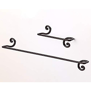 RTZEN Wrought Iron Bathroom Accessories Set, Decorative Hand Towel Bar and Body Towel Bar Hanger