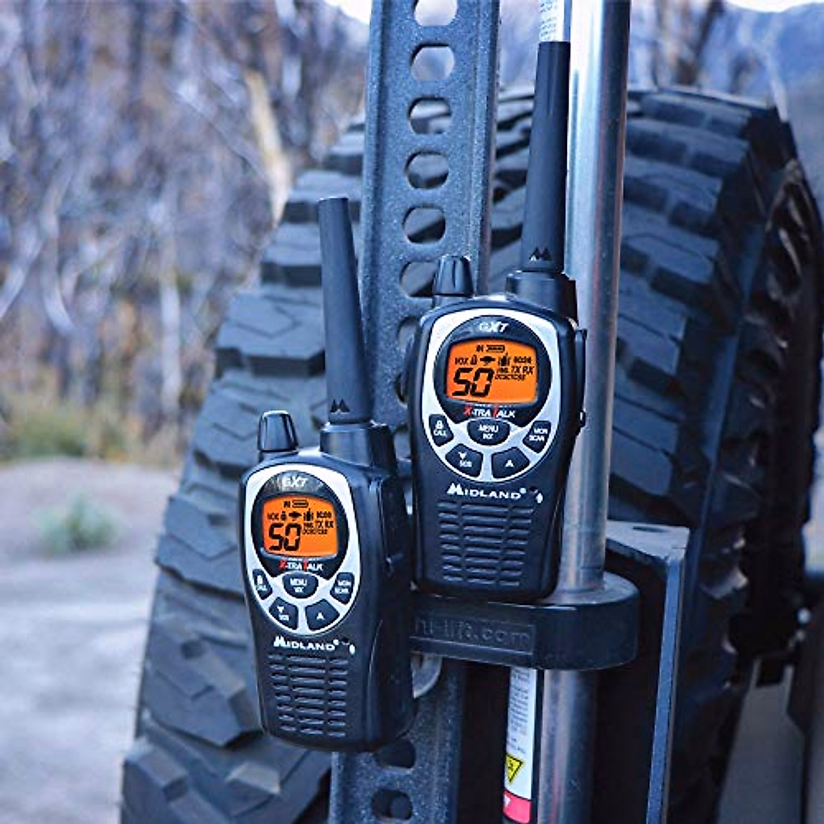 Midland GXT1000VP4 50 Channel GMRS Two-Way Radio - Up to 36 Mile Range Walkie Talkie - Black/Silver (Pack of 6)