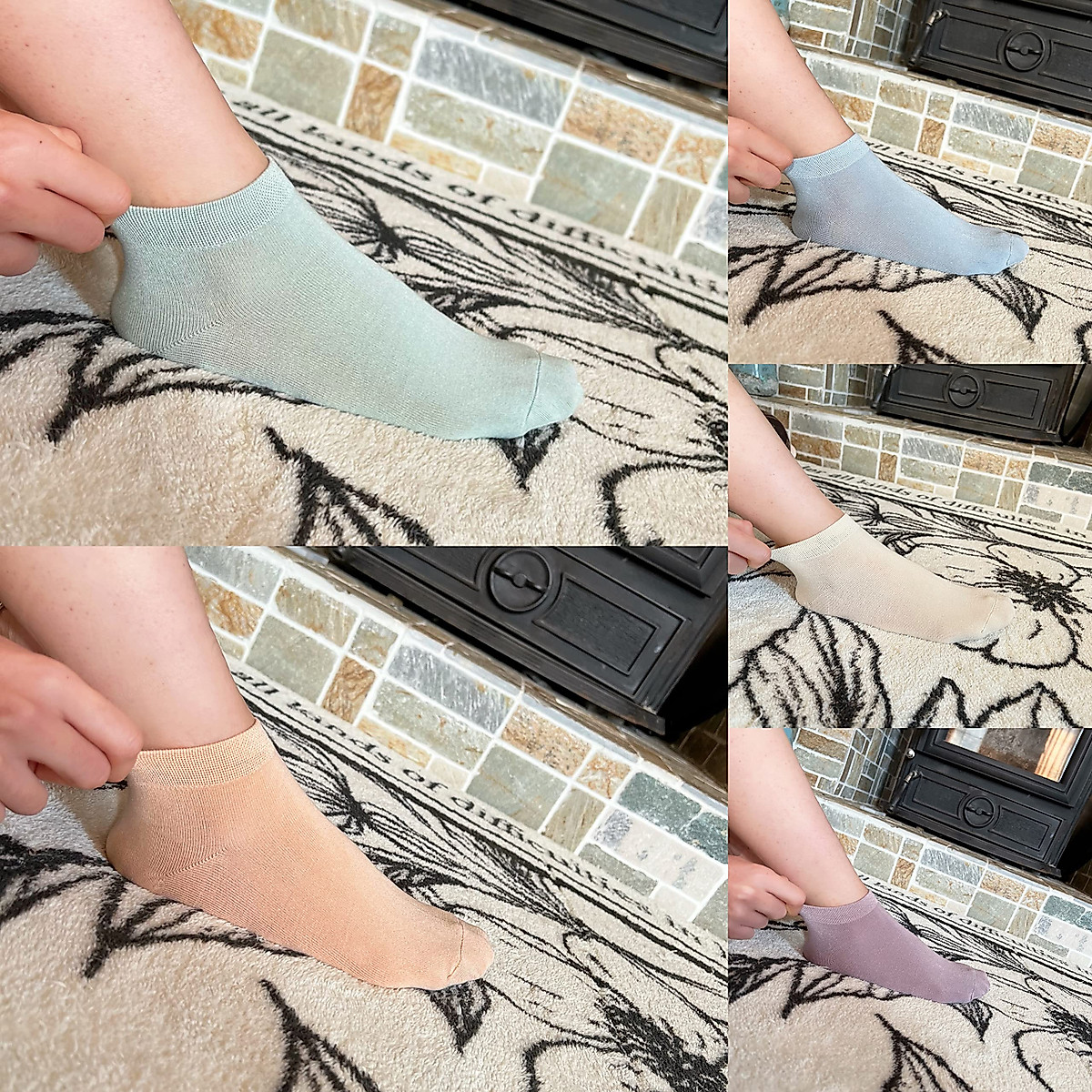 SERISIMPLE Women Viscose Bamboo Ankle Socks Low Cut Thin Sock Lightweight Pastal Color Soft Sock 5 Pairs(Assorted1, Medium)