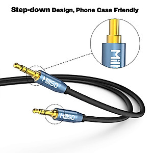 MillSO Audio Splitter, Female to 2 Male 3.5mm TRS Audio Splitter, 8 Feet SapphireBlue&Gold-Plated Stereo Jack Headphones Adapter Cable for Smartphone, Computer, Mp3, Earphone, Speakers