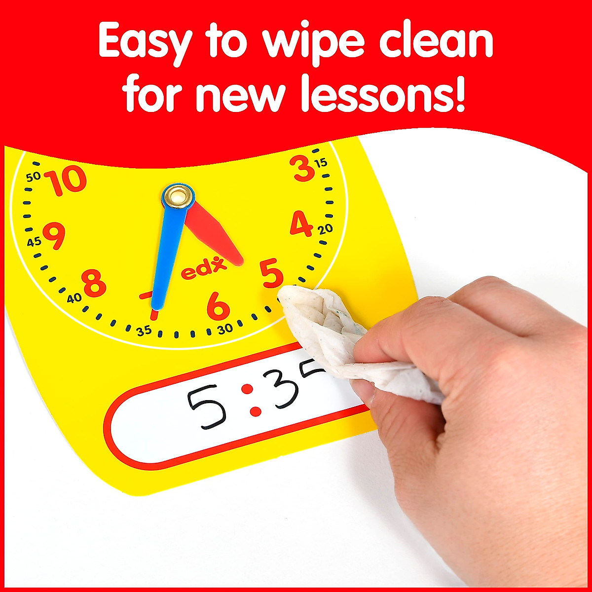 Learning ADVANTAGE-25615 edx Education Write-On/Wipe-Off Clock Dials - Set of 5