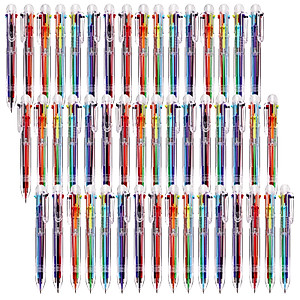 JPSOR 48 Pack Multicolor Ballpoint Pen Fun Pens for Kids 6-in-1, Transparent Barrel Ballpoint Pen 6-Color 0.5mm Retractable Ballpoint Pens for Office School Supplies Students Gift