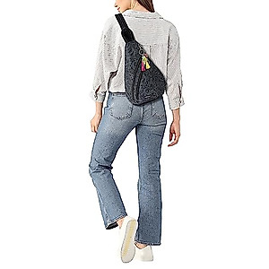 Sakroots Women's Go Sling Backpack in Nylon Eco Twill, Black Tonal Spirit Desert, One Size