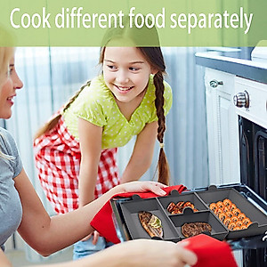 Silicone Baking Sheet Pan Set, 4PCS Nonstick Silicone Dividers for Baking Trays, Cooking Baking Pan Dividers with Handle, Reusable Bakeware for Meal Prep, Oven, Air Fryer Safe (Grey)