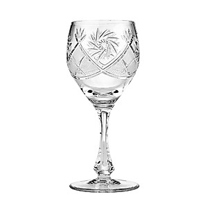 Set of 2 Hand Made Vintage Crystal Classic Wine Goblets on a Stem 7.75"H, Old-Fashioned Glassware