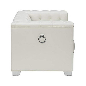 Coaster Chaviano Collection 33" Chair with Padded Breathable Leatherette Upholstery Chrome Legs and Button Tufting In Pearl 505393