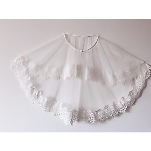 Grettytling Lace Wrap Shawl with Embroidered Lace Tulle Wedding dress cover up