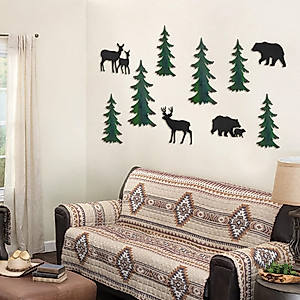 Limygus Metal Wall Art - Deer Pine Wall Decor Hanging Forest Decor Antique Metal Art Metal Wall Decor Home Bedroom Office Outdoor Decorations 5 Pieces