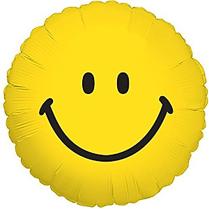 Yellow Smiley Face Traditional 18 Inch Mylar Balloon Bulk (5 Pack)