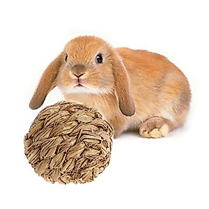 Amrka Pet Chew Toy Woven Grass Ball with Bell For Rabbit Hamster Guinea Pig Chinchillas 10cm/3.94"