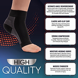 PhysFlex Compression Socks for Plantar Fasciitis, Achilles Tendonitis Relief - Ankle Compression Sleeve for Heel Spurs, Foot Swelling, Fatigue & Sprain - Arch Support Brace for Work, Gym, Sports