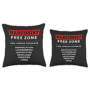 Narcissistic Abuse Awareness Designs Narcissist Free Zone I Will Not Tolerate Throw Pillow, 16x16, Multicolor