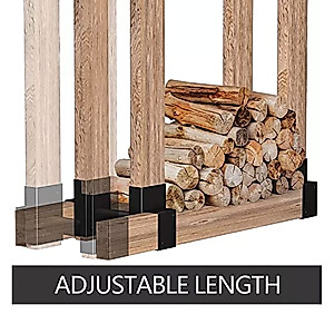 WANLISELL Firewood Log Bracket, 2 Pack Outdoor Firewood Rack Brackets Kit, Adjustable Log Rack Holder for Wood Storage