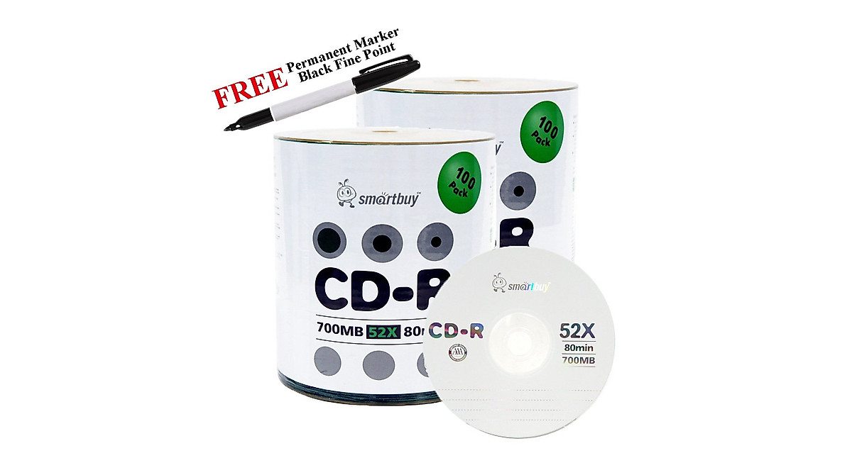 Smartbuy 200-disc 700mb/80min 52x CD-R Logo Top Blank Recordable Disc ...