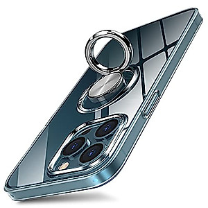 aowner Compatible with iPhone 13 Mini Case Crystal Clear Not Yellowing Military Grade Shockproof Ultra Slim Thin Fit with Ring Holder Kickstand Protective Phone Case Cover 5.4 inch 2021 (Clear)