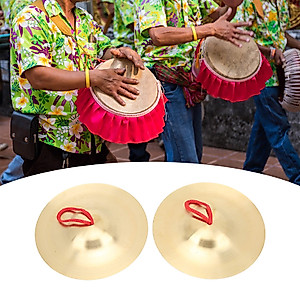 Jerliflyer Crash Cymbal, Yellow Brass Teaching Tool Cymbal Musical Instrument Hang to Storage Loud Voice Crash Cymbals with Red Lanyard for Kids, Adults