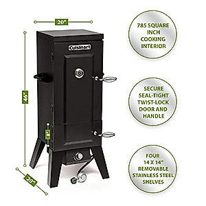 Cuisinart COS-244 Vertical Propane Smoker with Temperature & Smoke Control, Four Removable Shelves, 36", Black