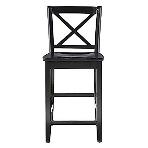 Linon Home Dcor Black X Back Counter Stool, 16" W x 17.91" D x 37.01" H