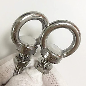 HYXXYY Stainless Steel Eye Bolt, 5pack M6 Shoulder Eye Bolts 1/4" X 2"with Nuts and Washer Thread Lifting Ring Eyebolt