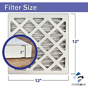 FILTERS4AIR Air Filters 12x12x1, Air Conditioner Replacement Filters - (4 Pack, MERV 10) - Pleated HVAC Air Filter, 1-3 Micron Particles Defense 1 Count (Pack of 4)
