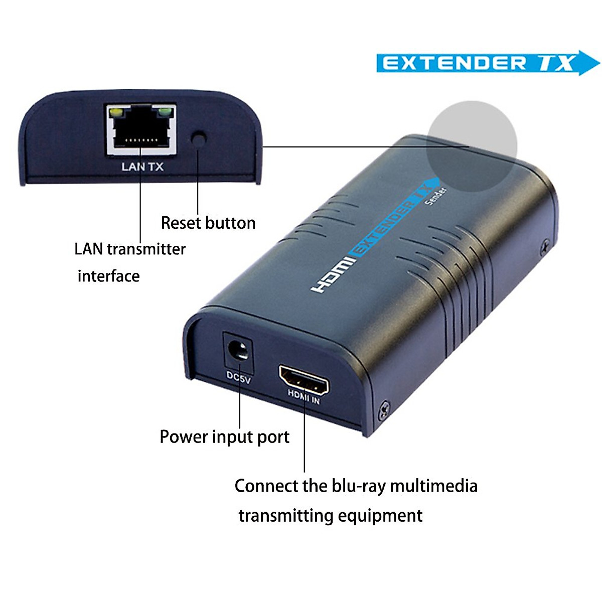 LKV373A 1080P HDMI Extender 365ft/120M over Single Cat5 /Cat6 /Cat7 Ethernet Network and LAN Router/Switcher for HD STB,DVD,PS3, etc Supports TCP/IP by Ethernet