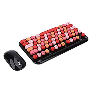 Wireless Keyboard and Mouse Combo, 2.4 GHz USB Keyboard Mouse, 75 Keys Full Size Gaming Keyboard, 1600 DPI 3 Keys Mouse, for Desktop, PC, Laptop(Red Black)