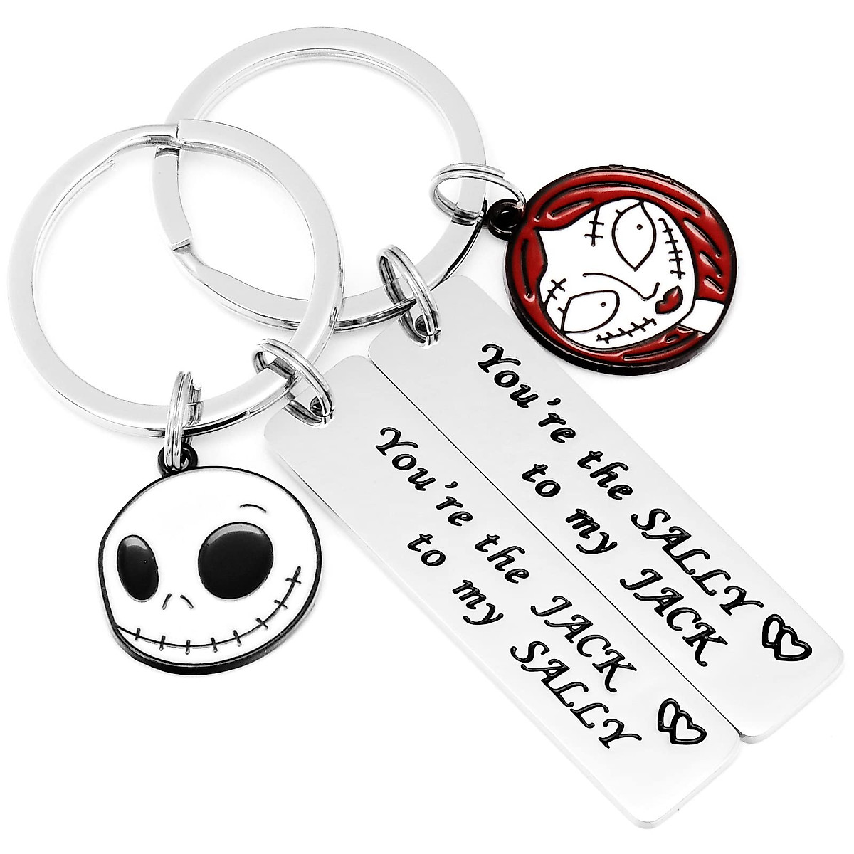 AHAETH Jack Skellington Gifts Keychian for Women Men Jewelry Jack Skeleton Stuff Ornaments Jack and Sally Keychains