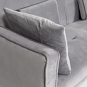 Eafurn L-Shaped Convertible Sectional Sofa with Chaise Lounge and Adjustable Spilt Backrest,3 Seater Soft Velvet Sleeper Couch Bed with Wooden Legs,Tufted Corner Sofa & Couch with Throw Pillows