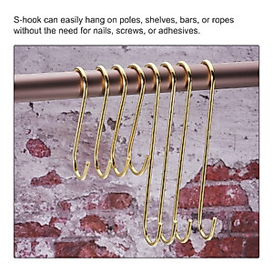 uxcell S Hanging Hooks, 8inch(200mm) Extra Long Steel Hanger, Indoor Outdoor Uses for Garden, Bathroom, Closet, Workshop, Kitchen, Gold Tone, 8Pcs