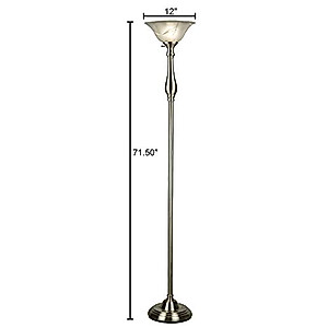 LIGHTACCENTS Royal Floor Lamp with Brushed Nickel Finish and White Alabaster Glass Shade Model 16176-25 - Stand Up Lamp for Living Room - Transitional Standing Torchiere 72" Tall (Brushed Nickel)