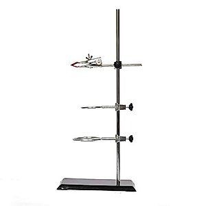 Laboratory Retort Support Stand for Titration Extraction - XMWangzi, with a Burette Clamp and 2 Flask Ring Clamps, Used in Chemistry or Physics Lab (RodLength 16'')