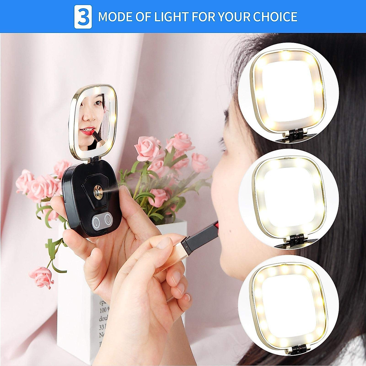Illuminated Makeup Mirror 3 Mode Led Makeup Mirror Nano Moisturizing Facial Humidification Spray